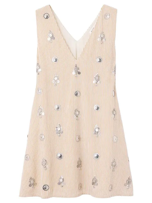 Alix Of Bohemia Soleil Cedar Embellished Mini Dress - Neutrals