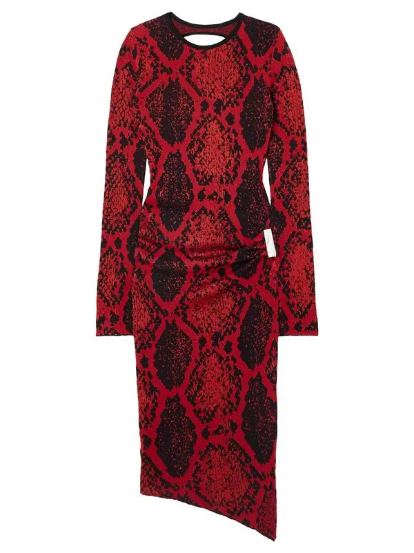 Attico Open-back Jacquard-knit Midi Dress - Red