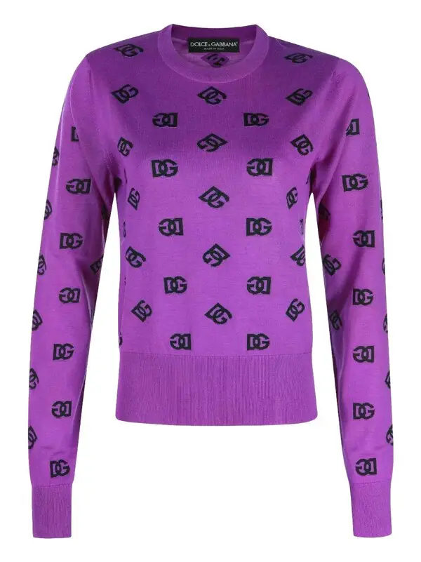 Dolce & Gabbana Logo-pattern Crew-neck Sweater - Purple