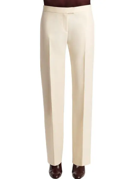 Khaite Callen Tapered Wool-silk Faille Pants - Cream