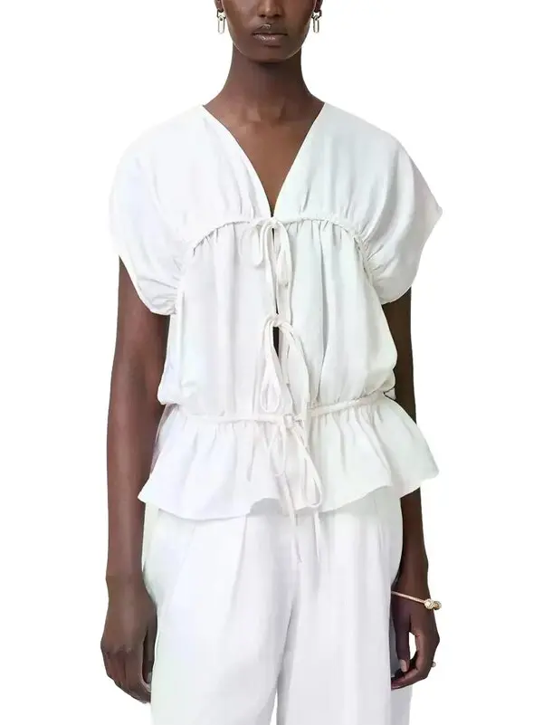 ALLSAINTS Remy Tie-front Ruffled Top - White