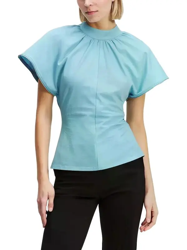 Karl Lagerfeld High-neck Flared-sleeve Blouse - Blue