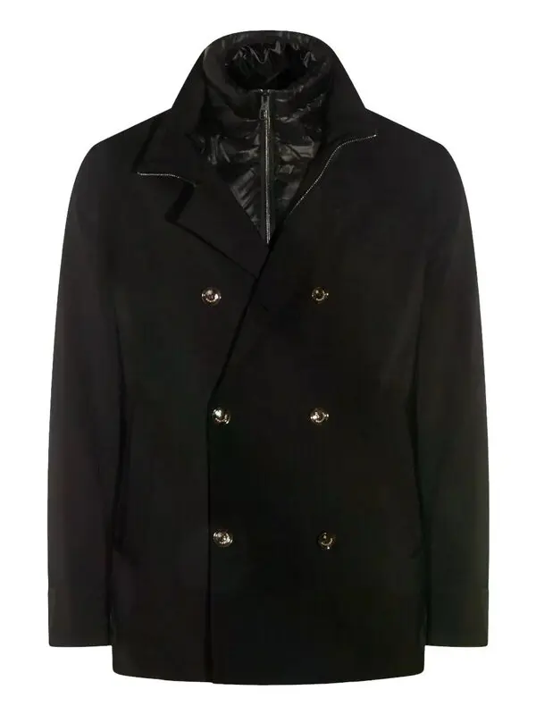 MONTECORE Double-breasted Buttoned Coat - Black