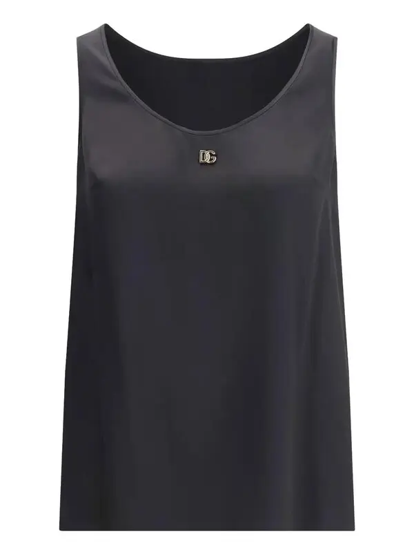 Dolce & Gabbana Logo-plaque Silk Top - Black