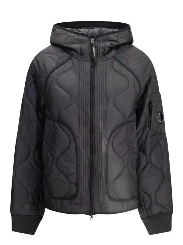 C.P. COMPANY Quilted Hooded Jacket - Black