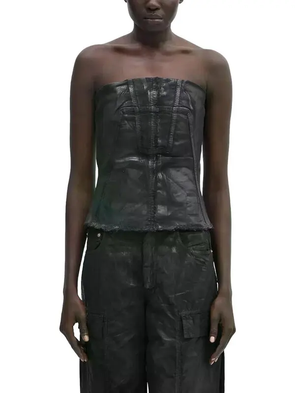 Rick Owens Strapless Frayed-hem Vest - Black