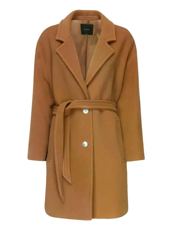 Pinko Chipster Belted Lapel Coat - Brown