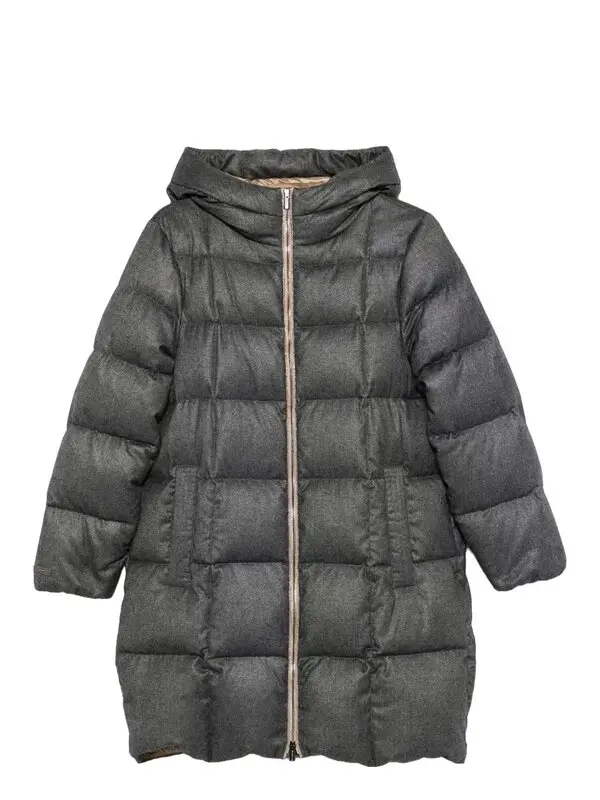 Peserico Hooded Quilted Coat - Grey