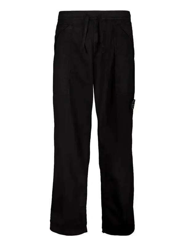 Stone Island Drawstring Straight-leg Trousers - Black