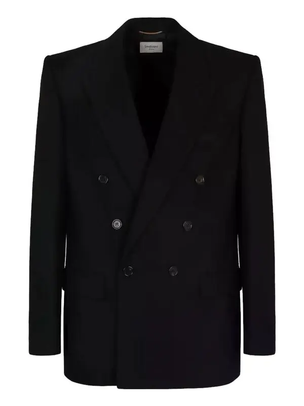 Saint Laurent Cassandre Double-breasted Blazer - Black