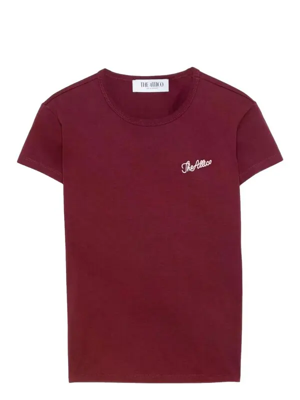 Attico Logo-embroidered Cotton T-shirt - Red