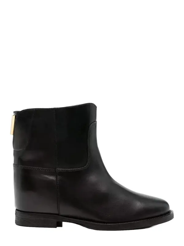 VIA ROMA 15 Leather Boots With Gold-tone Detail - Black
