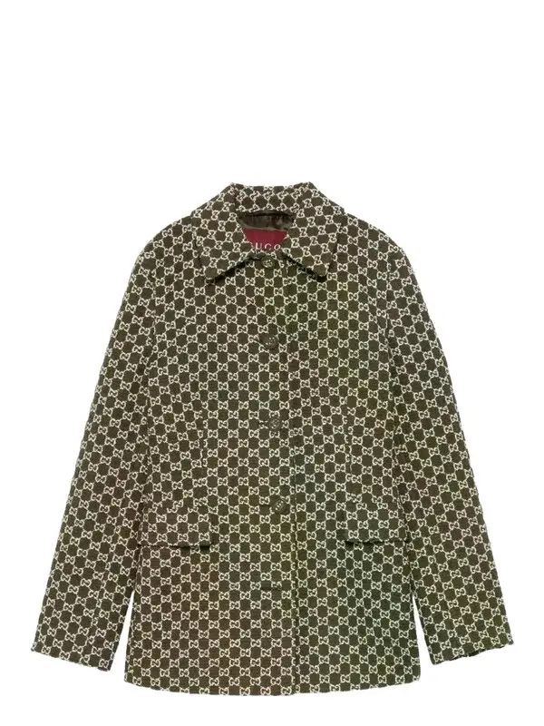 Gucci Single-breasted Collared Tweed Jacket - Green