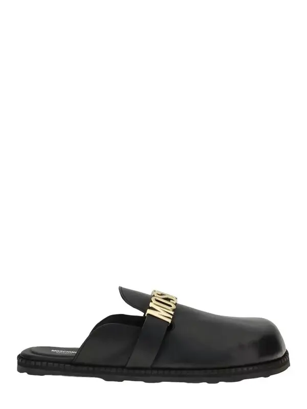 Moschino Logo-plaque Slip-on Mules - Black