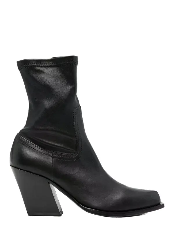 VIC MATIE Stretch-leather Pointed-toe Boots - Black