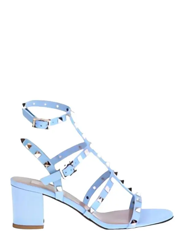Valentino Garavani 60mm Rockstud Block-heel Sandals - Blue