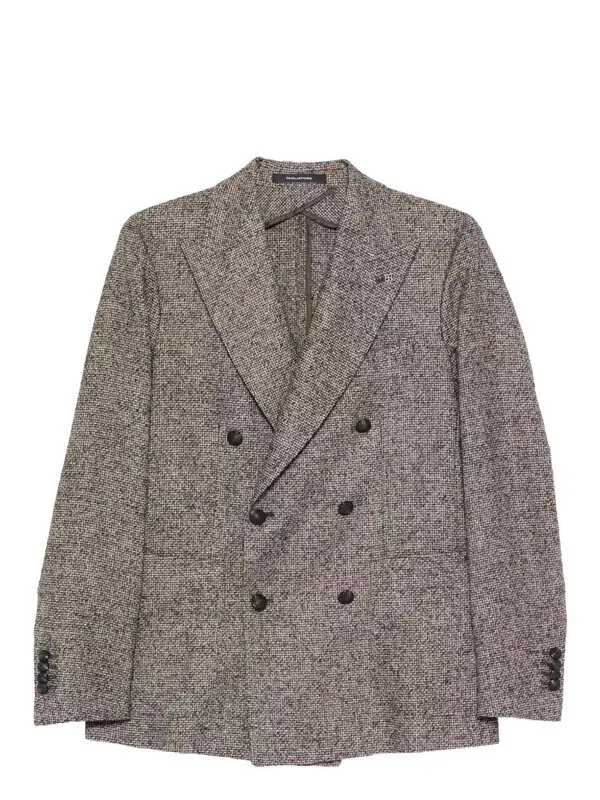 Tagliatore Double-breasted Textured Blazer - Brown