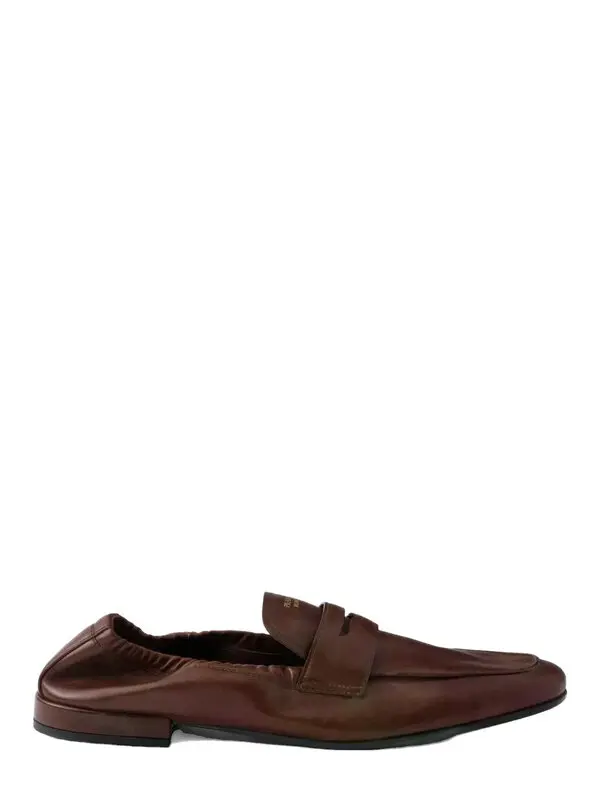 Prada Antiqued Leather Loafers - Brown