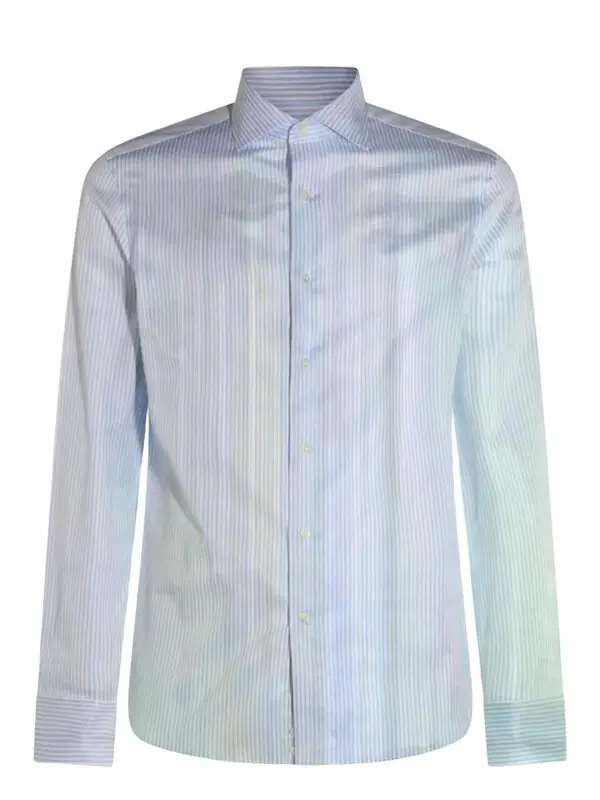 Canali Striped Long-sleeved Shirt - Blue