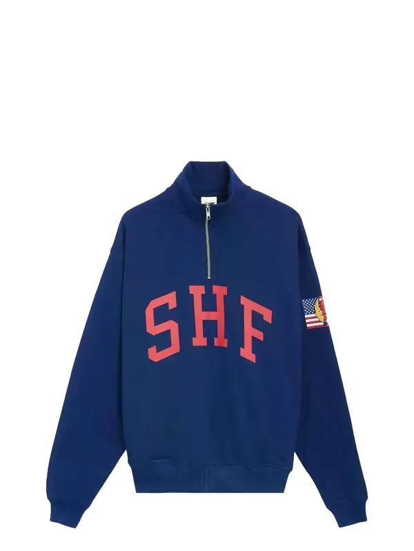 SKY HIGH FARM WORKWEAR Cotton Half-zip Hoodie - Blue