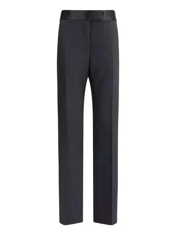 TOM FORD Satin-waistband Straight-leg Trousers - Black
