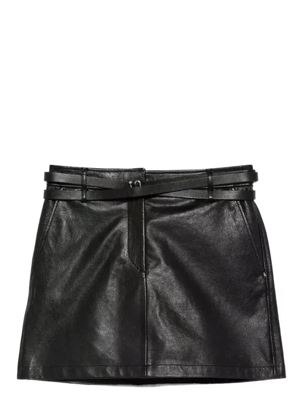 Sportmax Belted Leather Mini Skirt - Black