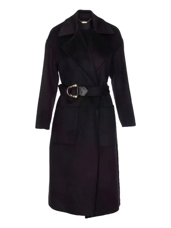 Liu Jo Belted Wool-blend Coat - Black