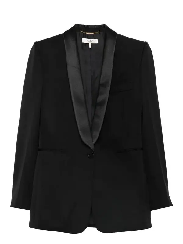 Chloé Satin-lapel Blazer - Black