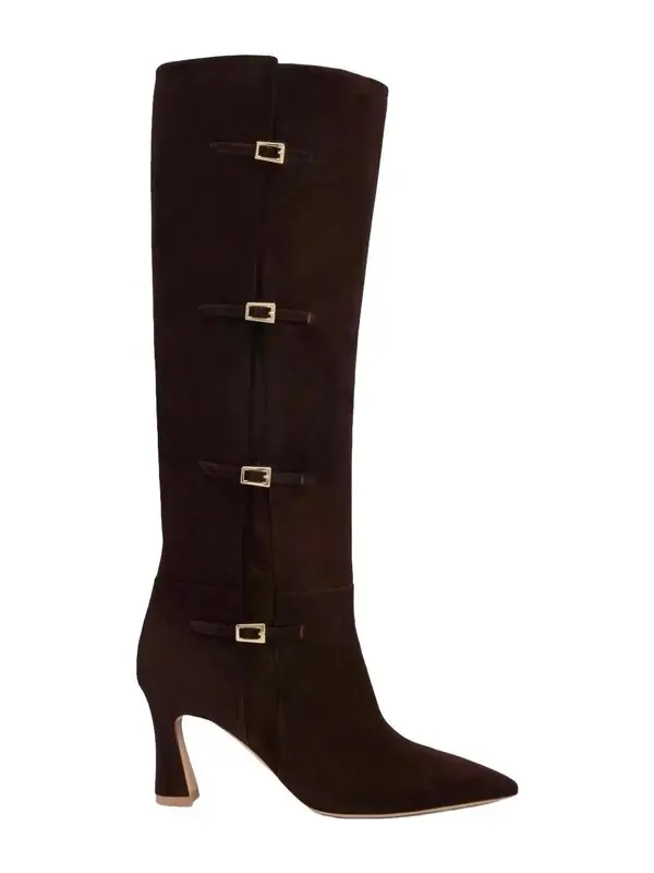 MALONE SOULIERS 70mm Nolan Buckle-detail Suede Knee-high Boots - Brown