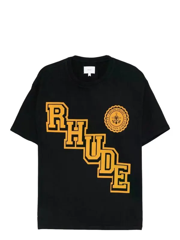 Rhude Diagonal-logo Graphic T-shirt - Black