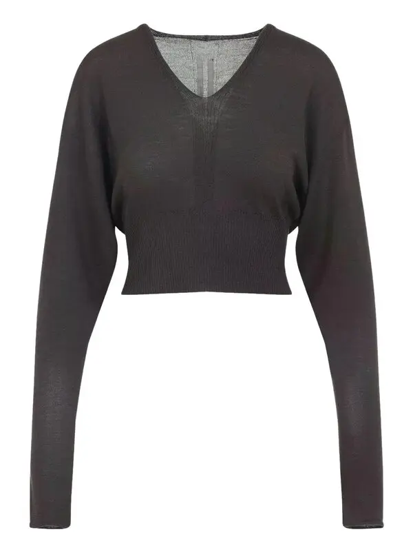 Rick Owens V-neck Wool Blouse - Brown