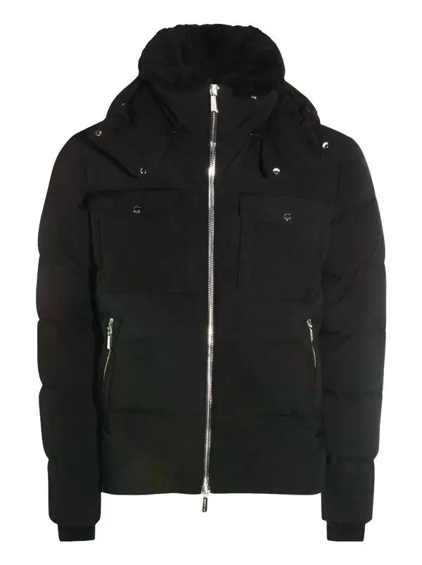 MOORER Hooded Quilted Coat - Black