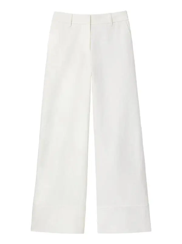 Lafayette 148 New York Charles Wide-leg Cuffed Trousers - White