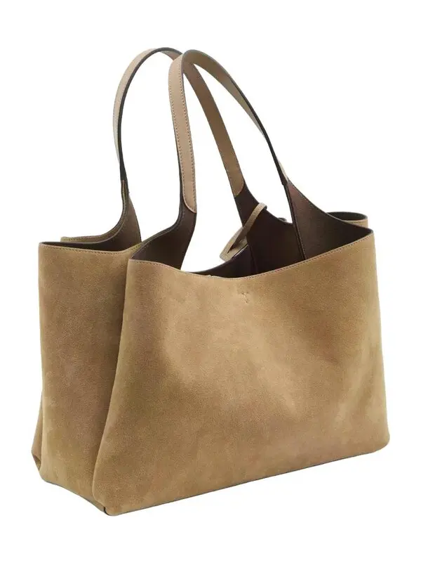 TOD'S Suede Leather Shopping Bag - Neutrals