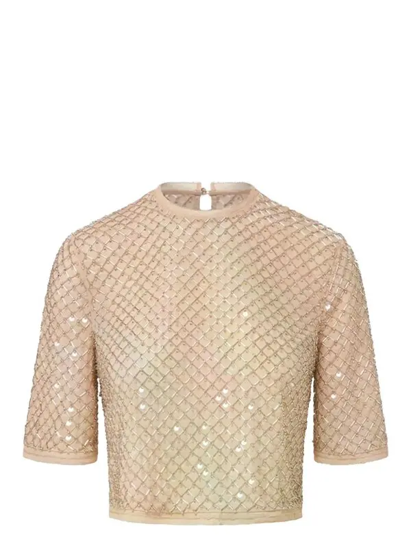 Veronica Beard Beaded Embellished Top - Neutrals