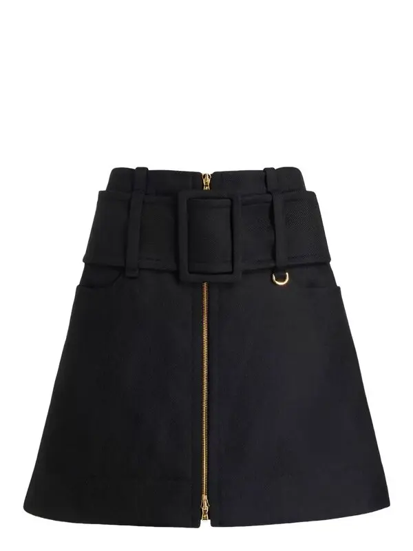 Patou Belted Zip-front Mini Skirt - Black