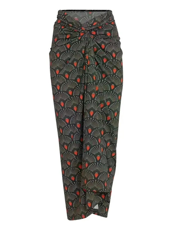 LYGIA & NANNY Knotted Floral-print Ankle-length Skirt - Grey