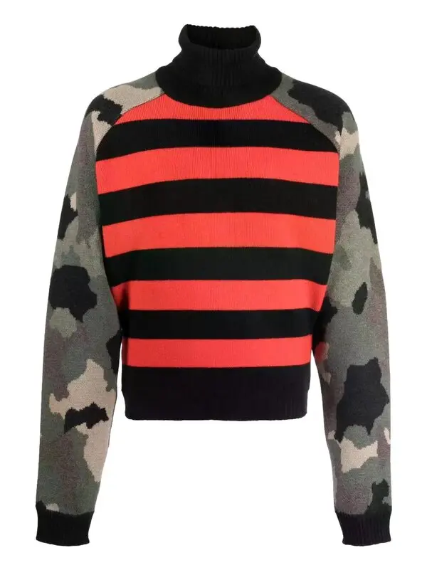 JORDANLUCA Camouflage-pattern Roll-neck Sweater - Black