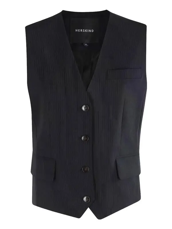 HERSKIND Pinstripe Sleeveless Waistcoat - Blue
