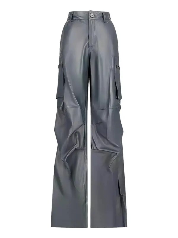 SALVATORE SANTORO Cargo Leather Trousers - Grey