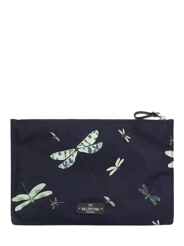 Valentino Garavani Dragonfly-print Clutch Bag - Black