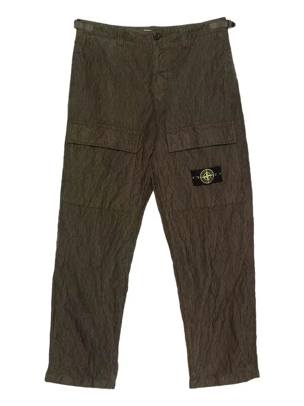 Stone Island Wrinkled Corduroy Straight-leg Trousers - Green