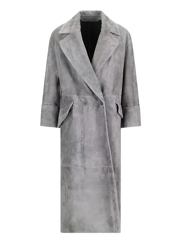SALVATORE SANTORO Double-breasted Suede Coat - Grey