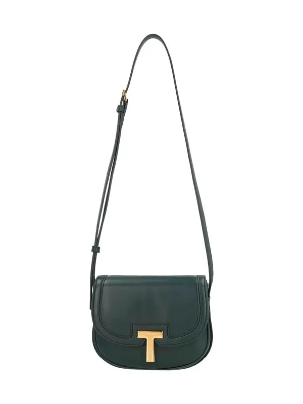 TOM FORD T-plaque Leather Shoulder Bag - Green