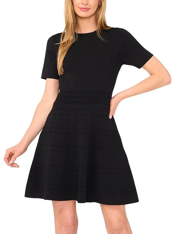 Ted Baker London Short Sleeve Mini Flare Dress - Rich Black