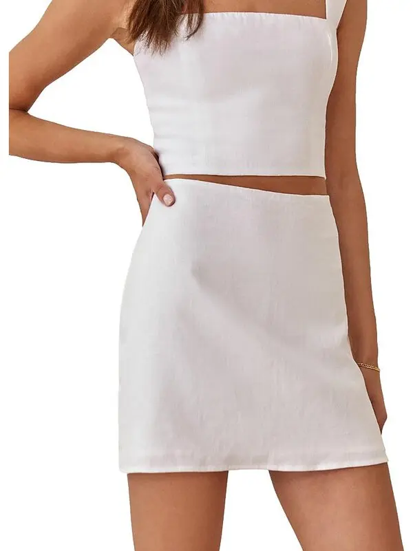 REFORMATION Veranda Linen Mini Skirt - White