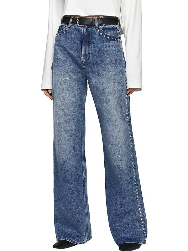 REFORMATION Cary High-rise Slouchy Jeans - Chesapeake Studded