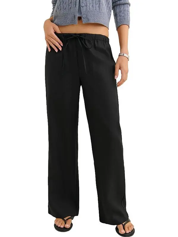 REFORMATION Linen Olina Pants - Black