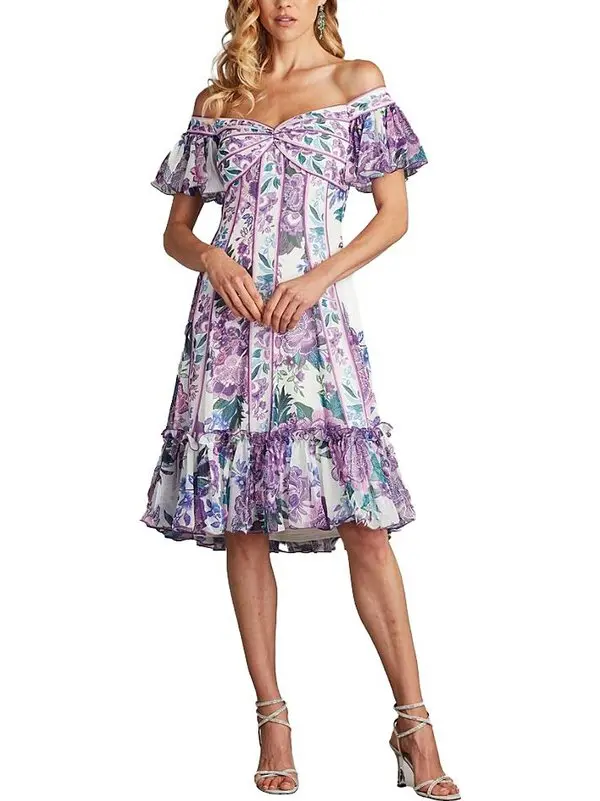 Tadashi Shoji Breeze Floral Print Chiffon Dress - Multicolor