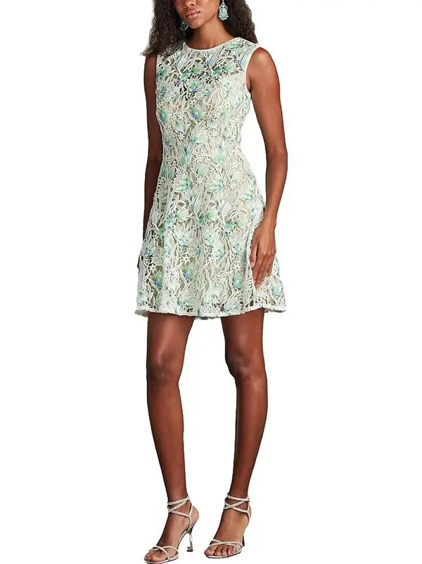 Tadashi Shoji Pyla Embroidered Mini Dress - Green
